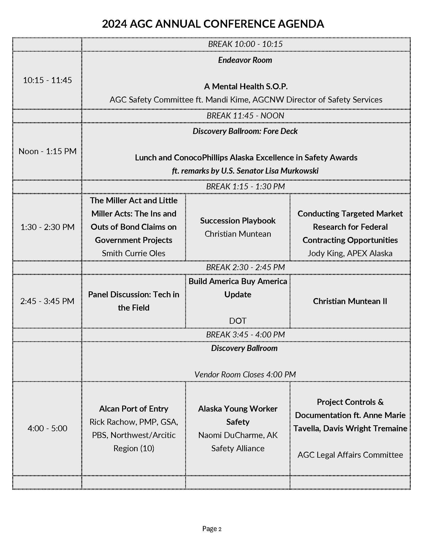 AGC Conference 2024 Agenda - Associated General Contractors of Alaska (AGC)
